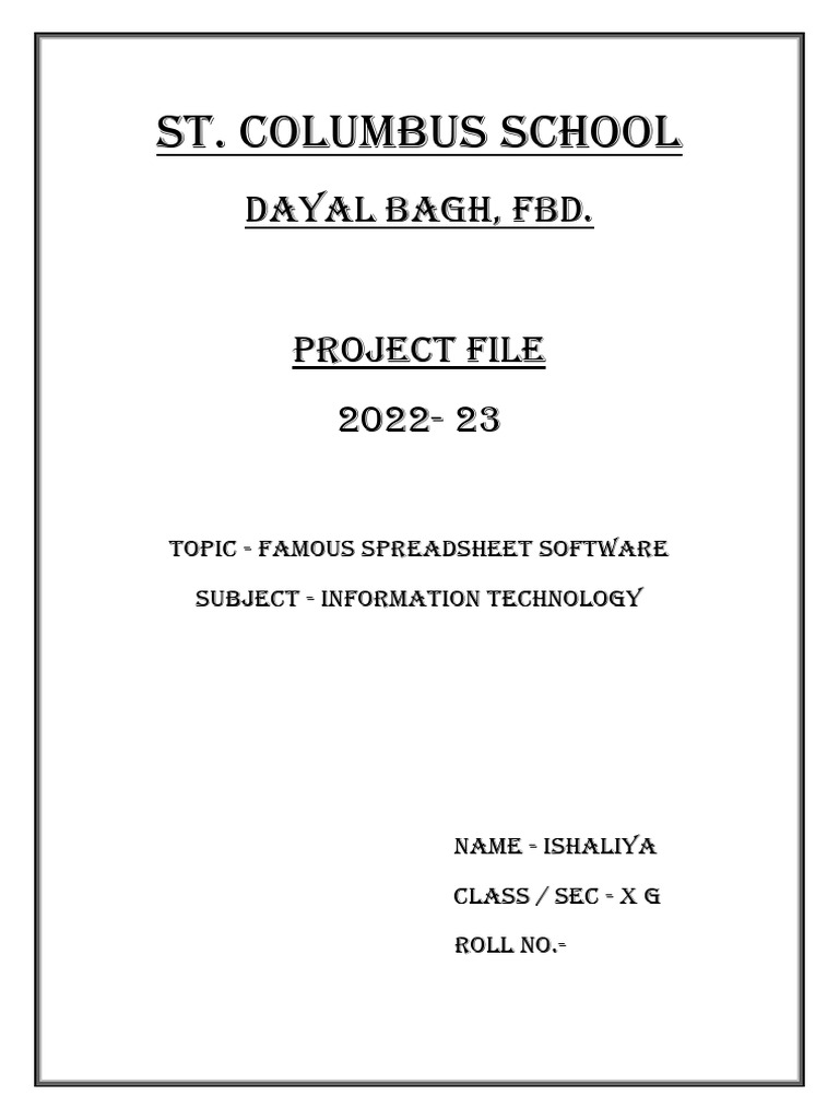 Sample Project | PDF | Spreadsheet | Microsoft Excel