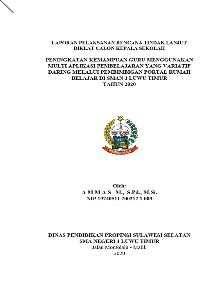 Contoh 1 Laporan RTL RPK PK Diklat Cks 2020 PDF | PDF | Karier ...