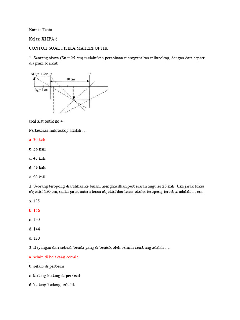 Soal Fisika Optik Kelas XI IPA | PDF