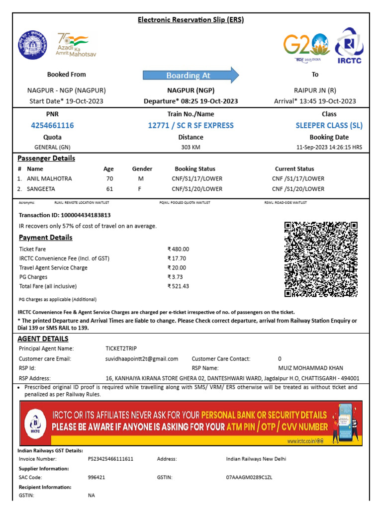 SC R SF Express Sleeper Class (SL) | PDF | Business | Rail Transport