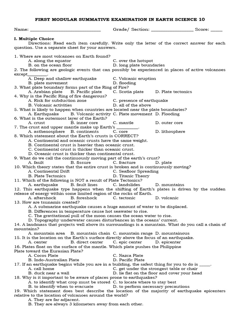 1stq 1st Modular | Download Free PDF | Plate Tectonics | Tectonics