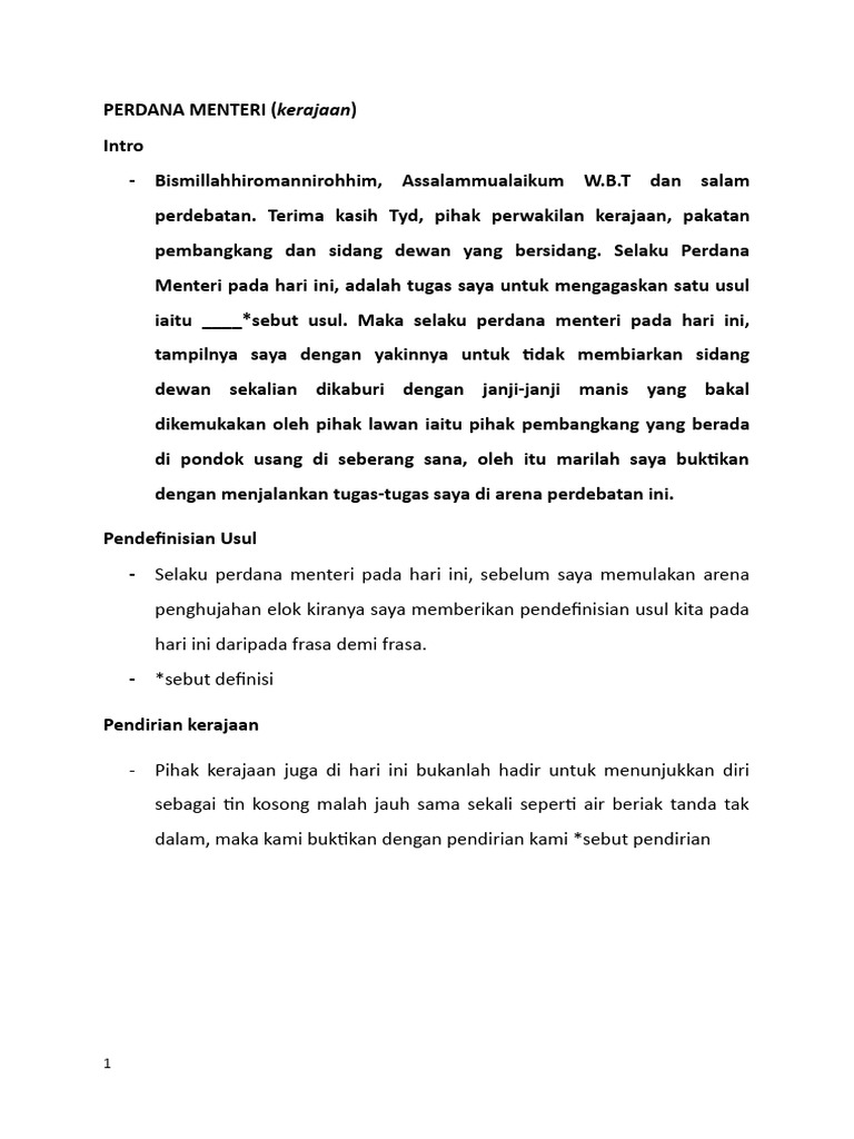 Skrip Debat Perdana Menteri Melayu | PDF | Politik | Ilmu Sosial
