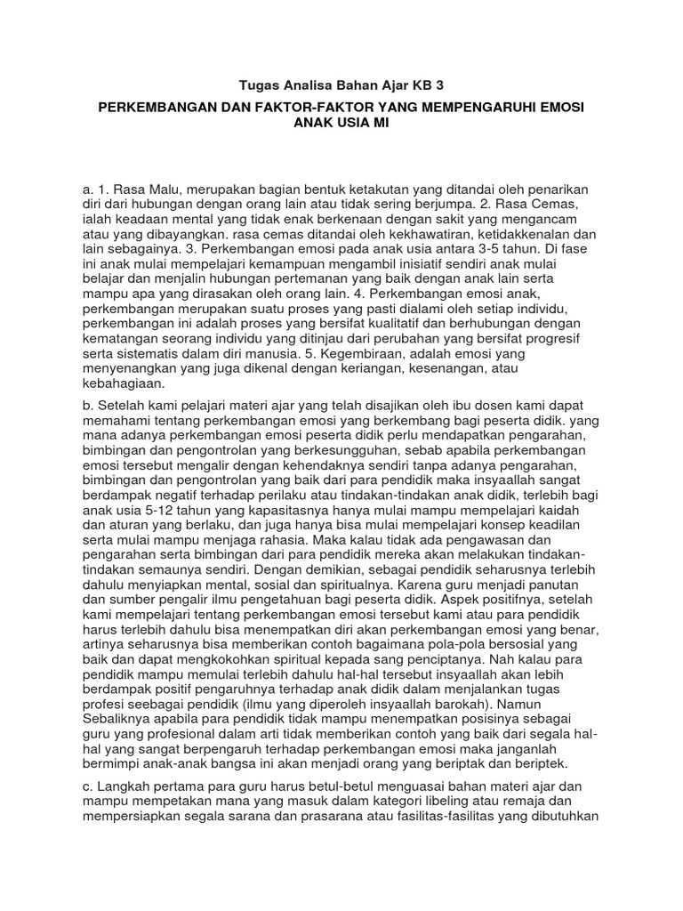 Tugas Analisa Bahan Ajar KB 3 | PDF