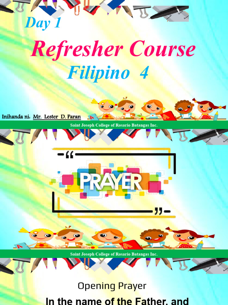 Refresher Course-Filipino 4-Day 1 | PDF