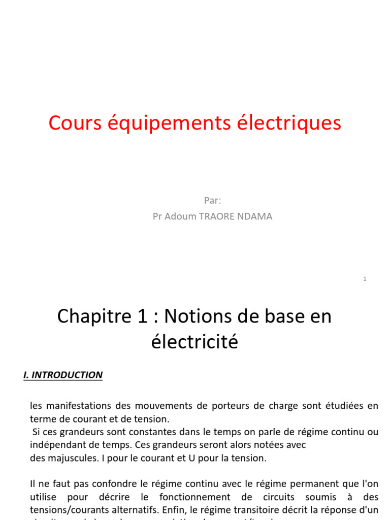 Cours D'electricité | PDF | Tension électrique | Électricité