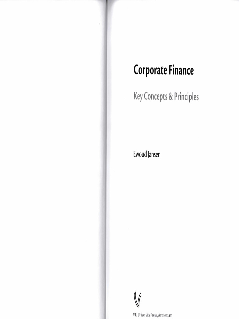 Corporate Finance - Key Concepts & Principles by Janses | PDF