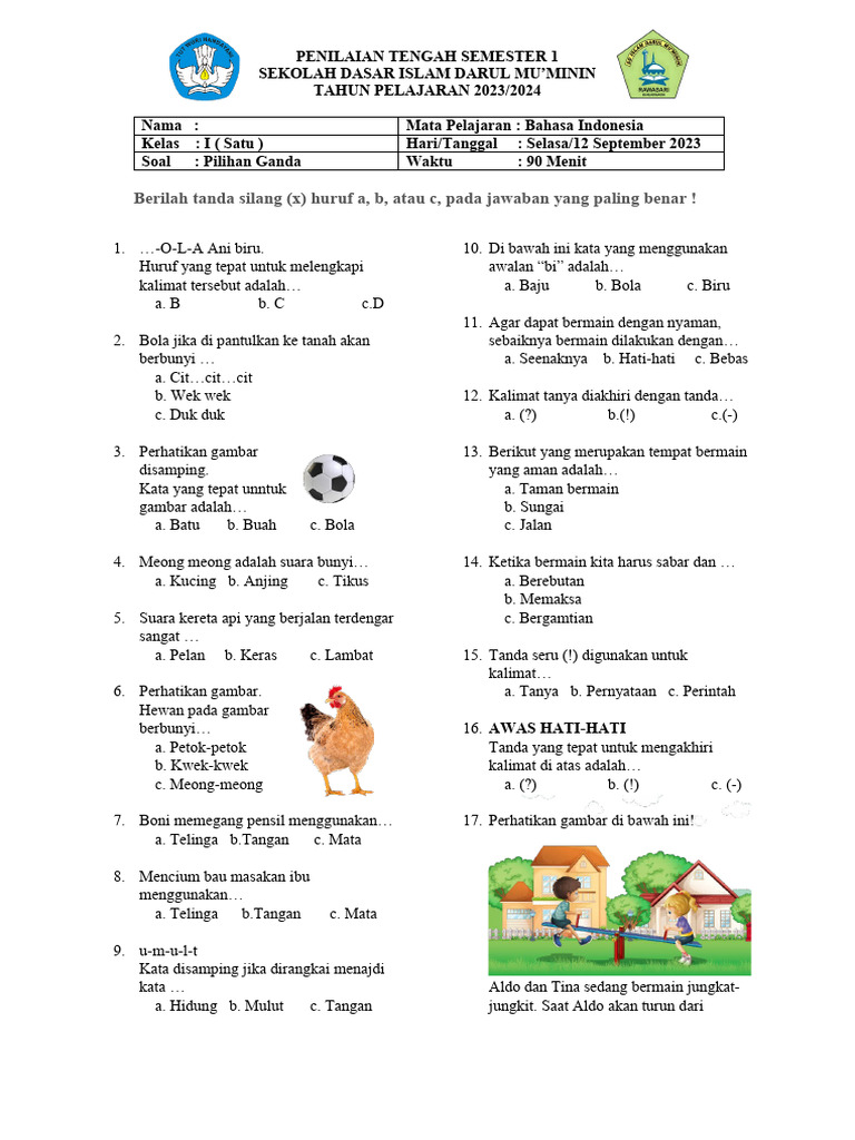 Soal PTS B, Indo | PDF | Seni & Disiplin Bahasa