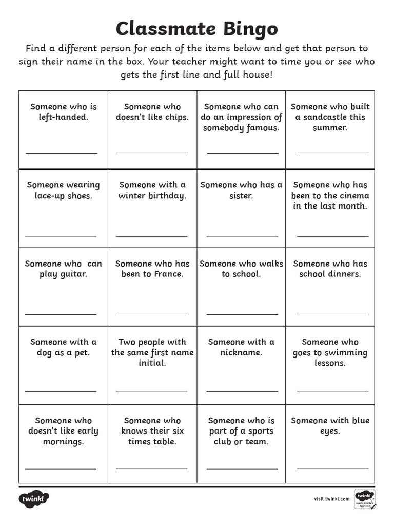 Classmate Bingo | PDF