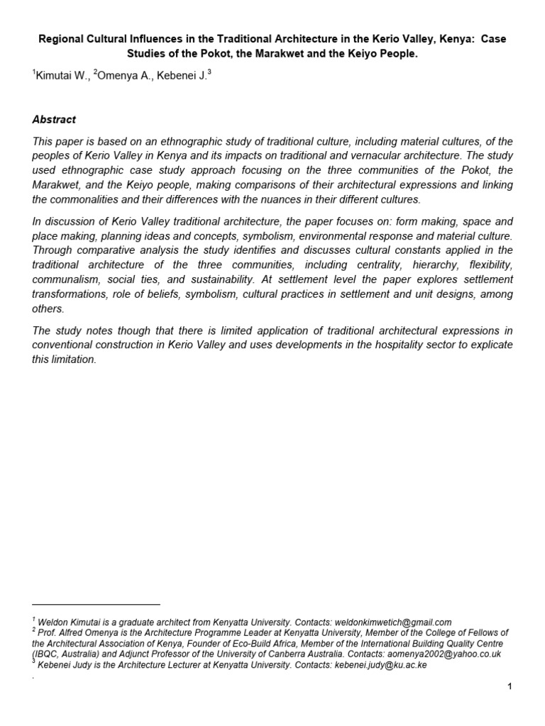 Cultural Influences on Keiyo Architecture | PDF