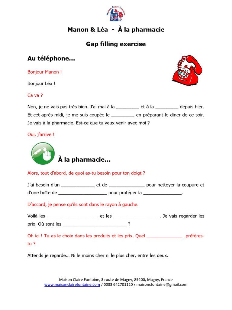 Conversation à la pharmacie | PDF