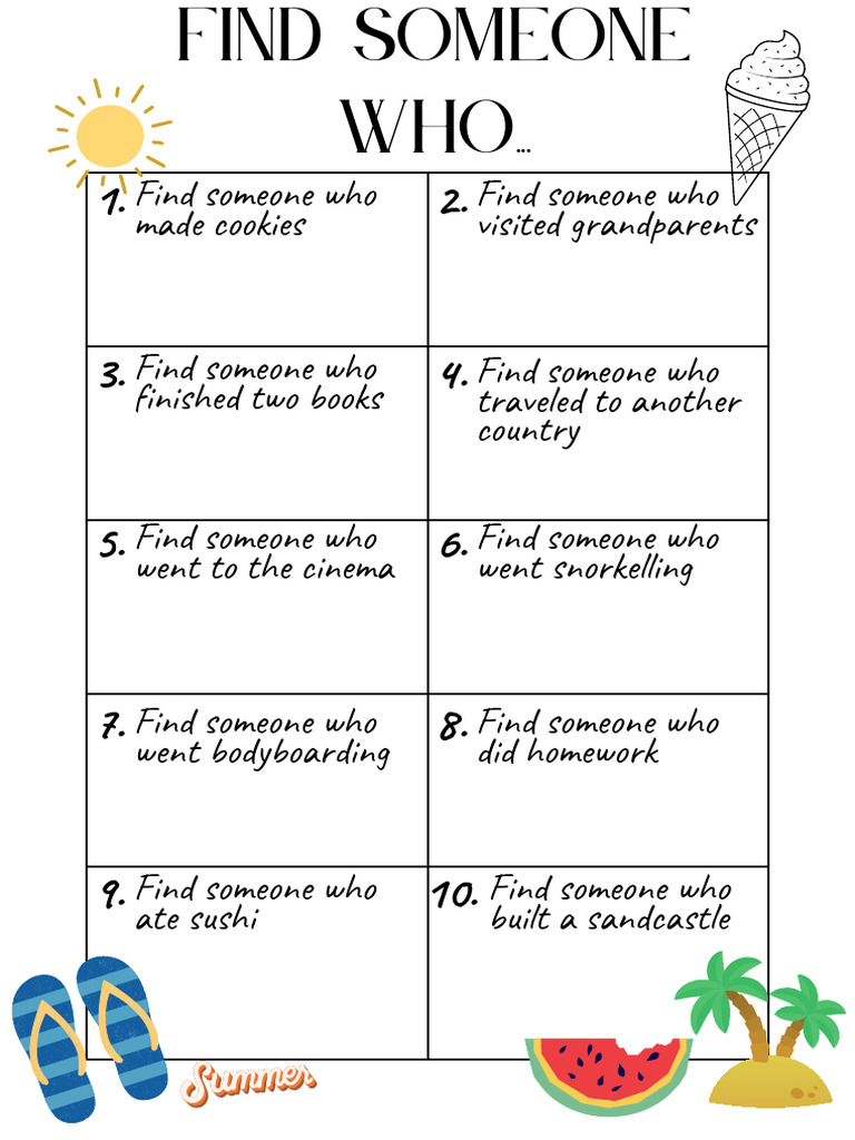 Find Someone Who - Winter Break Worksheet | PDF | Philosophy | Religion ...