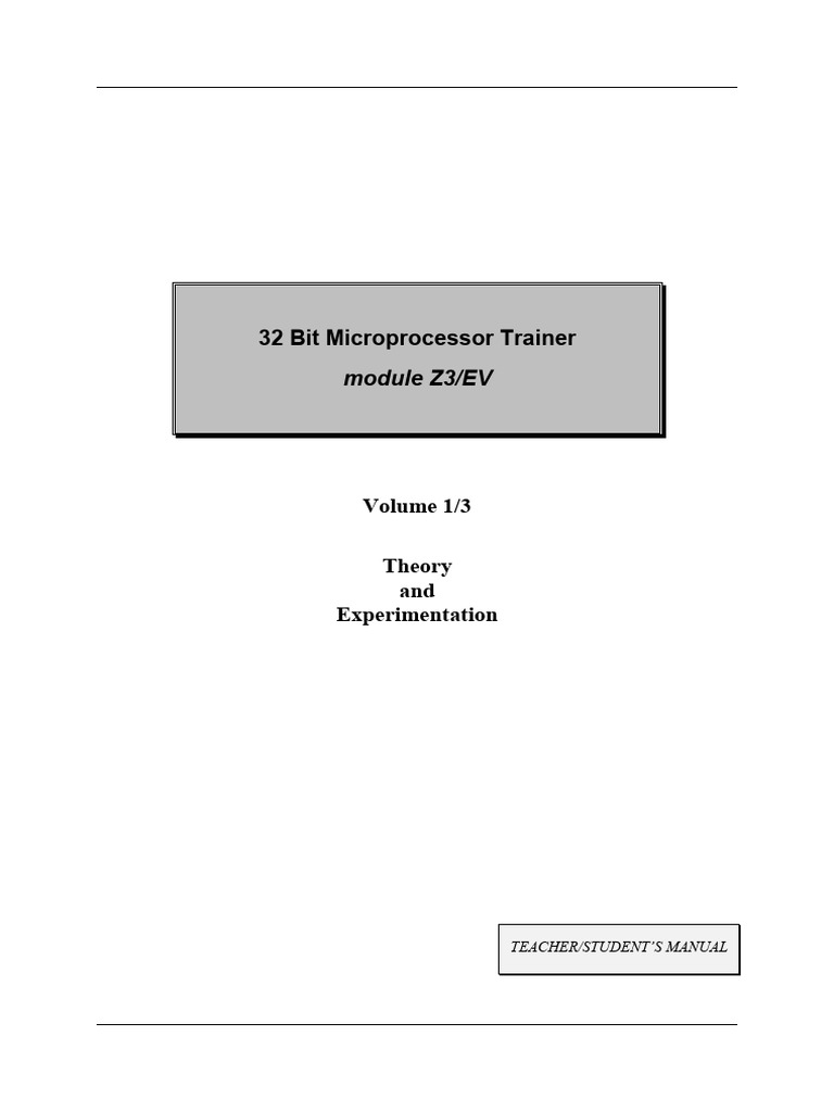 32 BIT MICROPROCESSOR TRAINER MODULE Z3-EV VoL. 1-3 | PDF ...