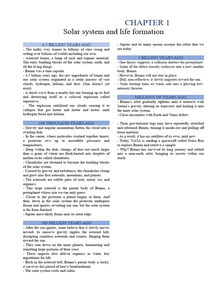 G11 ELS Notes | PDF | Solar System | Formation And Evolution Of The ...