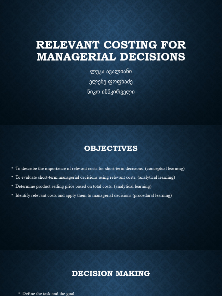 Relevant Costing For Managerial Decisions | PDF | Cost | Business Economics