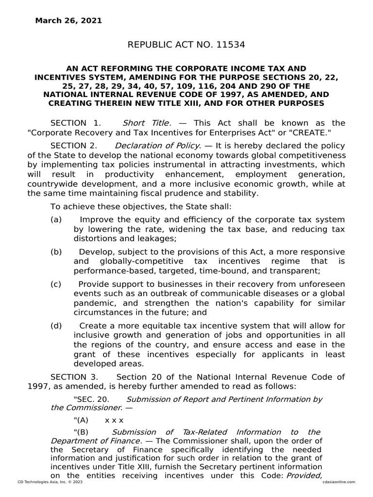 Create Law | PDF | Capital Gains Tax | Tax Deduction