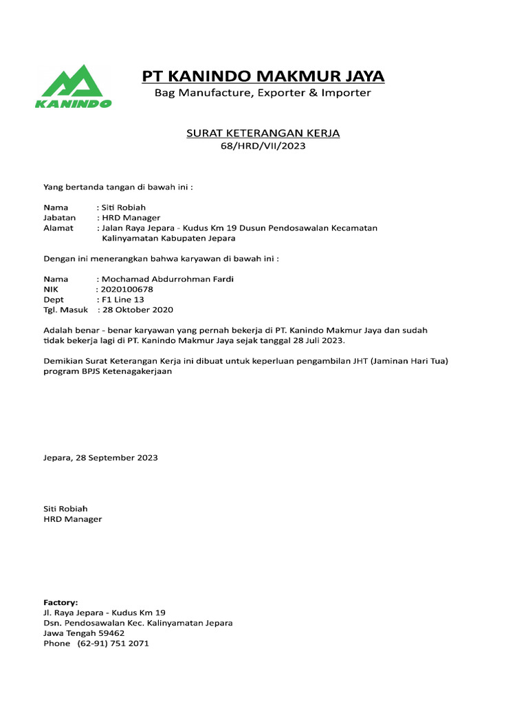 Paklaring Kanindo | PDF