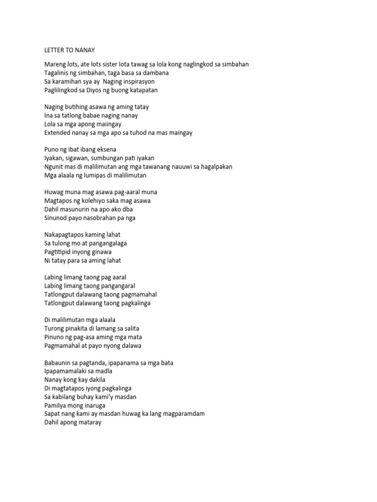 Letter To Nanay | PDF