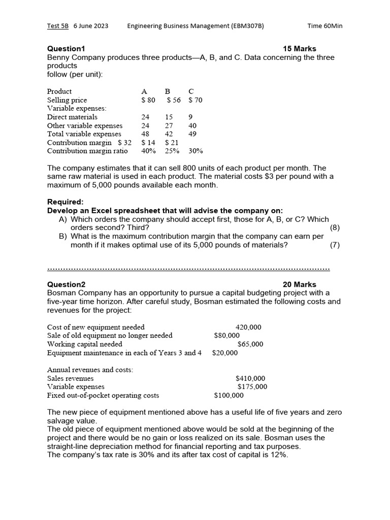 Test 5 B | PDF | Depreciation | Government Finances