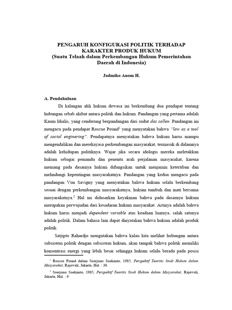 Karakter Produk Hukum dan Politik | PDF