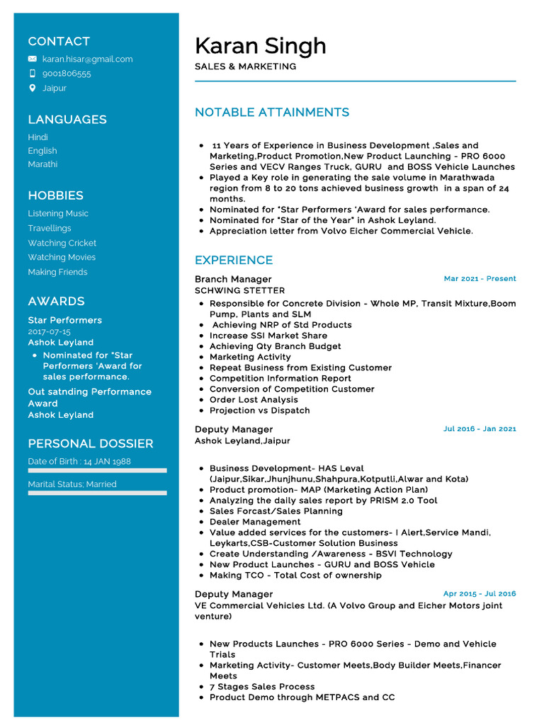 Karan CV | PDF | Vehicles