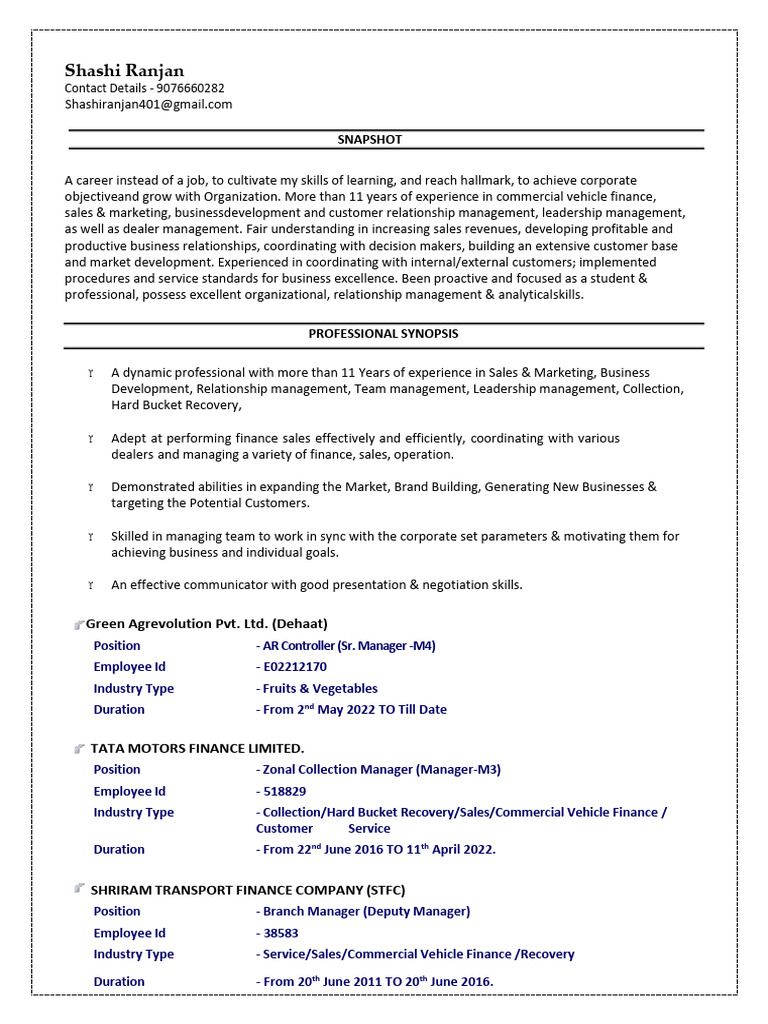 Shashi Ranjan Resume | PDF | Sales | Marketing