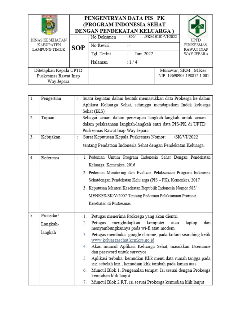 SOP PISPK Pengentryan Data | PDF