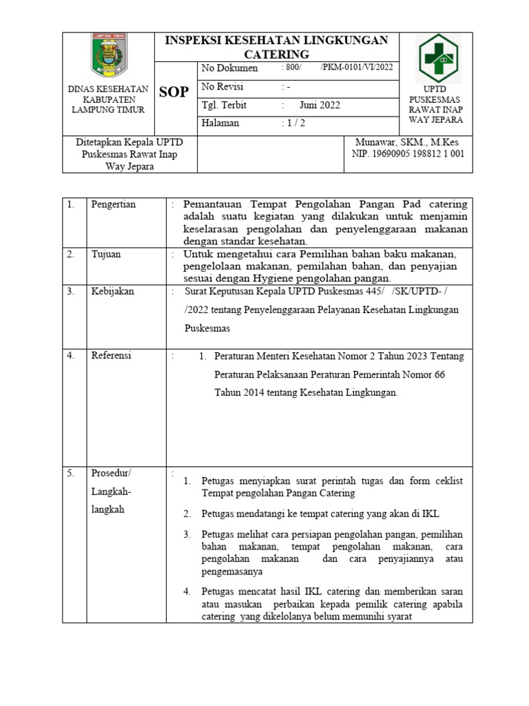 SOP IKL Catering | PDF