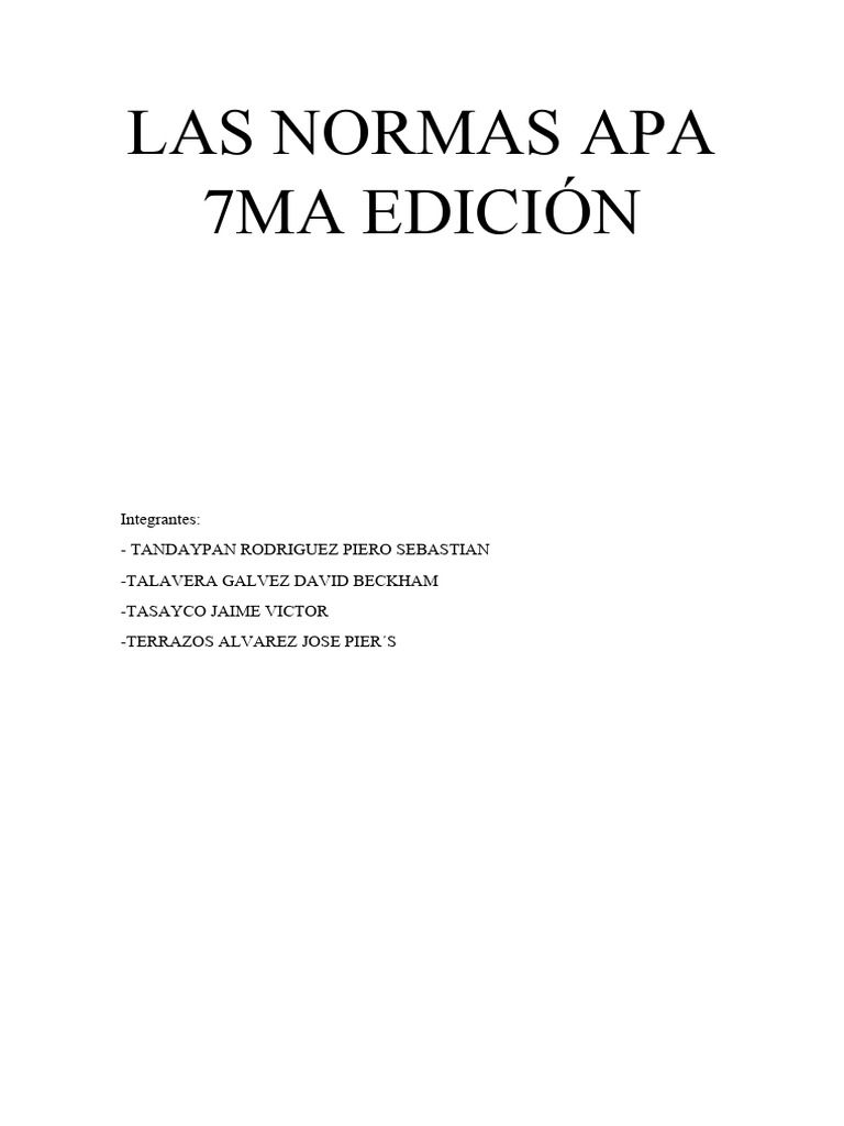 Las Normas Apa 7ma Edición Ensayo Final | PDF | Estilo apa | Comillas