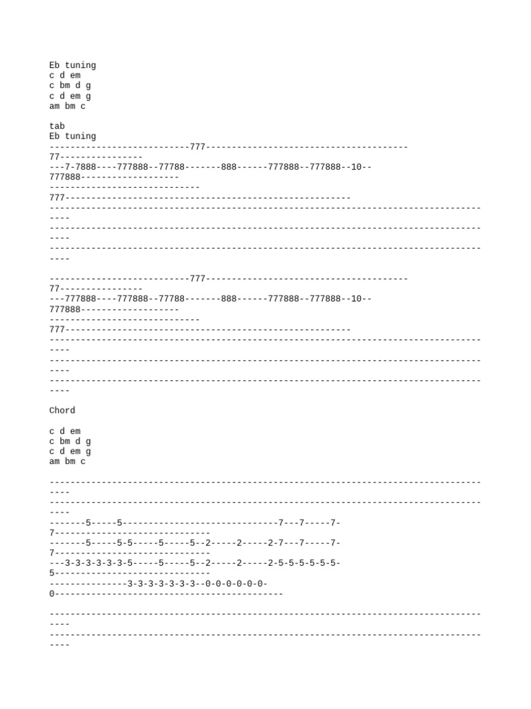 Eb Tuning Chord and Tab Guide | PDF | Celtic Musical Instruments ...