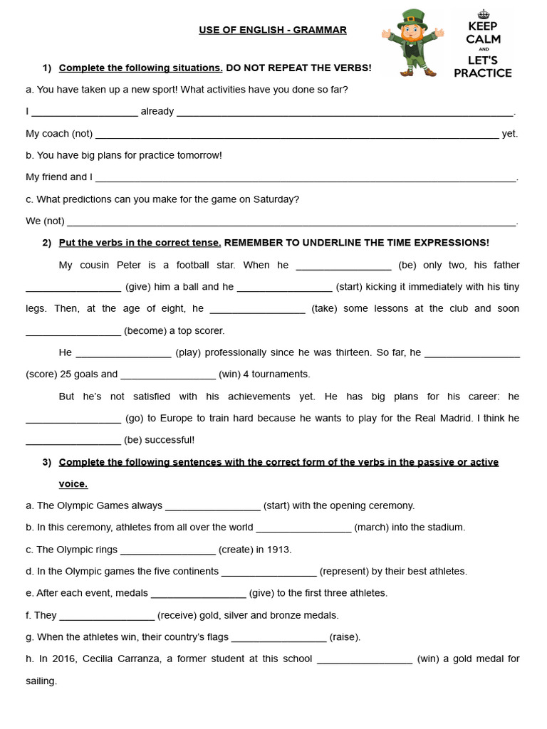 Use of English - Grammar Practice | PDF