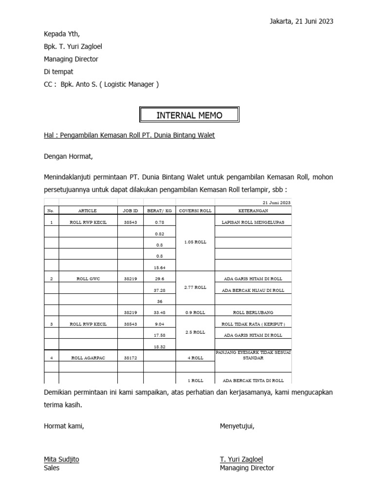 Pengambilan Kemasan Roll Bintang Walet | PDF