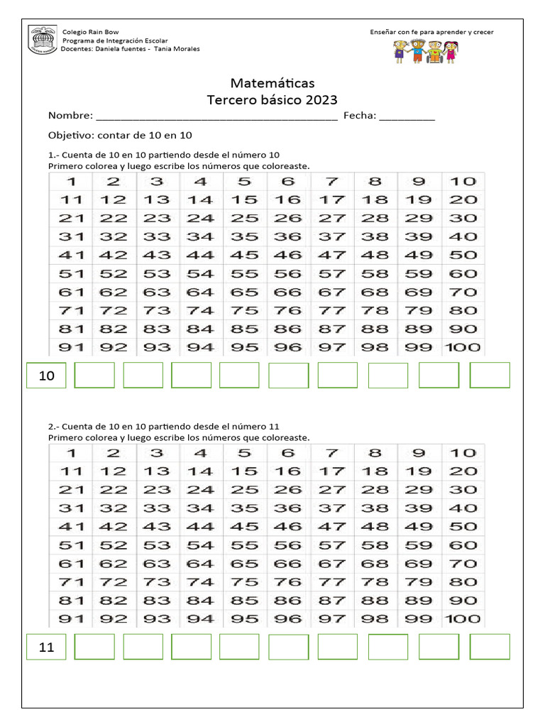 Conteo de 10 en 10 | PDF