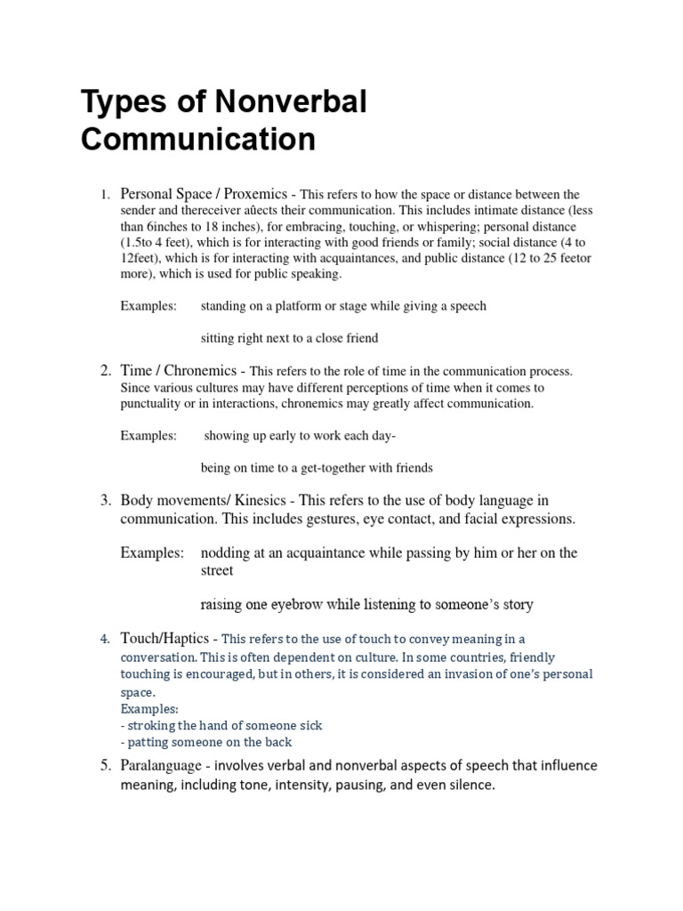 Types of Nonverbal Communication | PDF | Nonverbal Communication ...