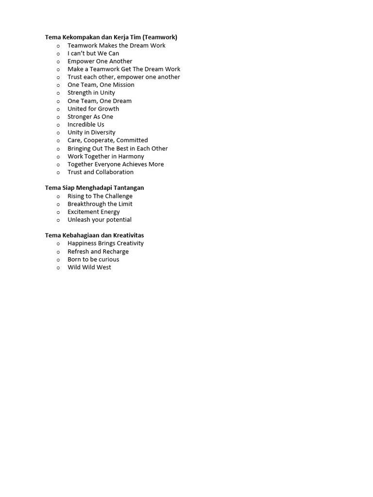 Tema Gathering Dan Outbound | PDF | Career & Growth