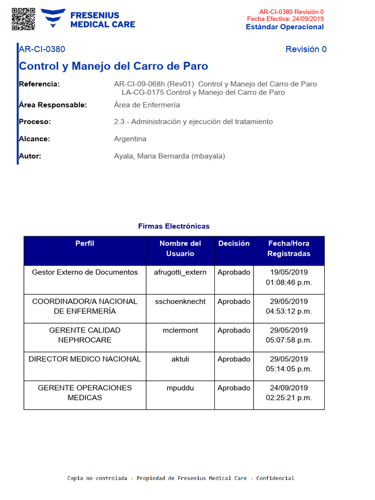 AR-CI-0380 Control y Manejo Del Carro de Paro | PDF | Medicamentos con ...