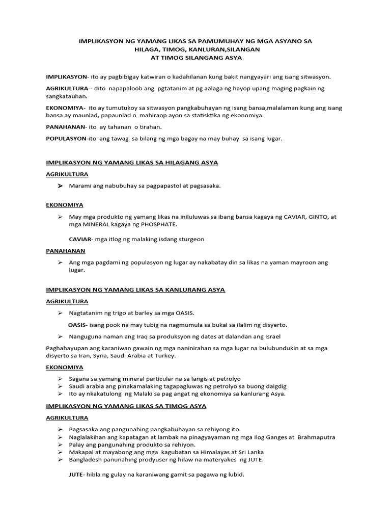 Implikasyon NG Yamang Likas Sa Hilaga | PDF