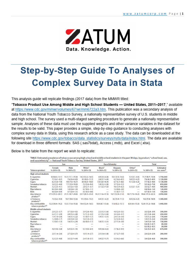 Data Analyses Stata Manual NYTS | PDF | Stratified Sampling | Sampling ... Data Analyses Stata Manual NYTS | PDF | Stratified Sampling | Sampling ...