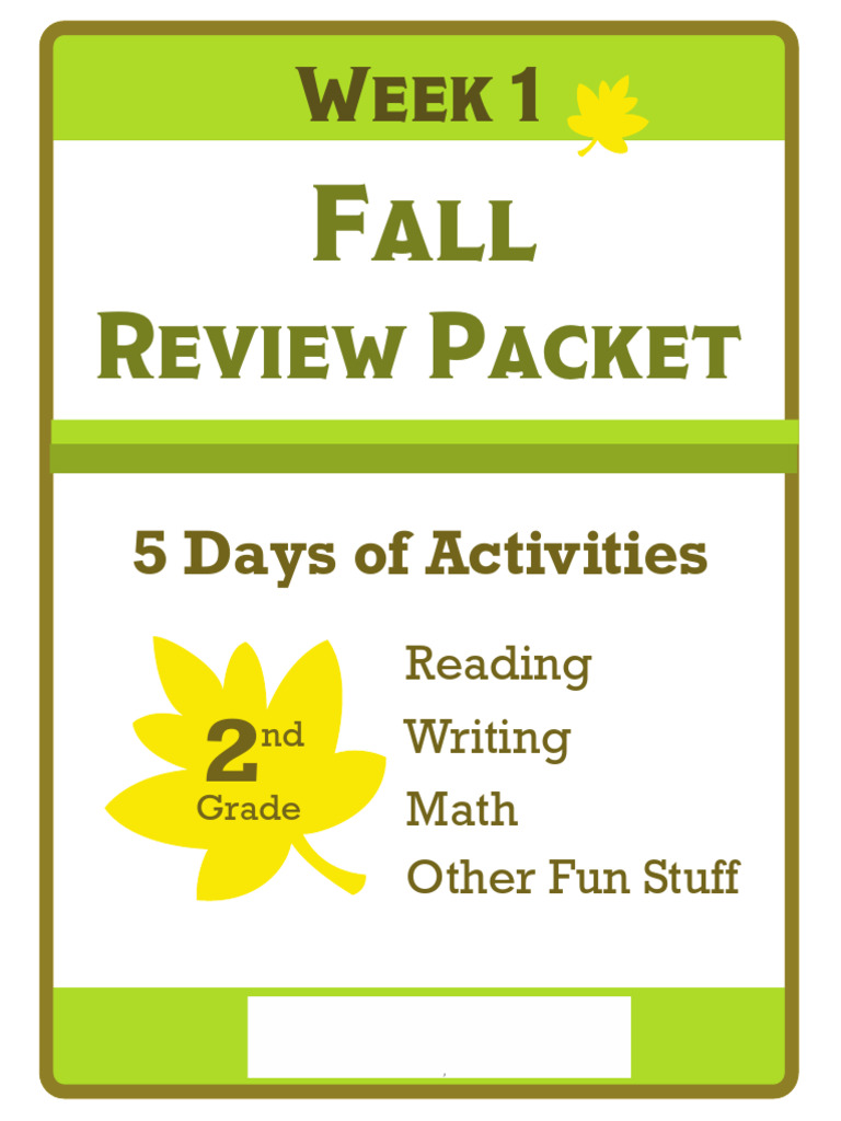 Fall Review Packet Second Grade Week 1 | PDF | Butterfly | Pupa