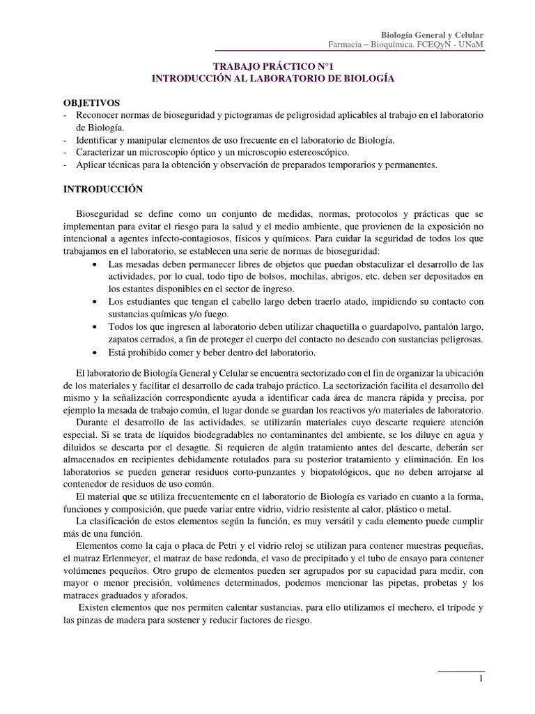 Guía de Trabajos Prácticos - Bqca-Farm - TPN1!5!2023 | PDF | Biología ...