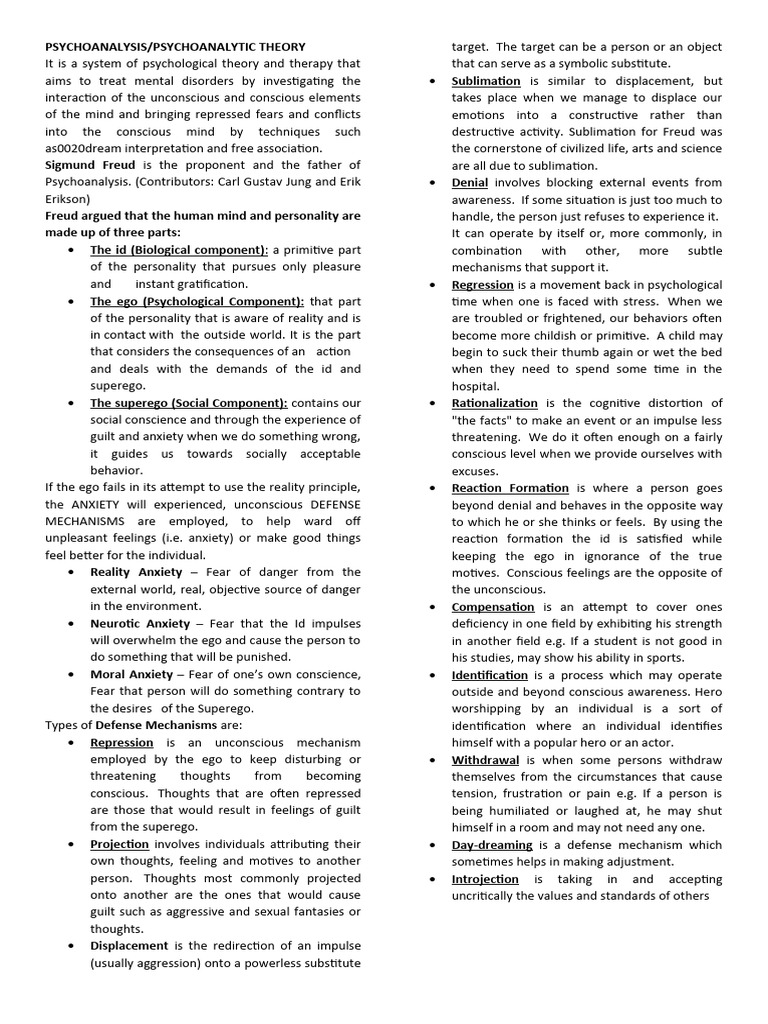 PSYCHOANALYSIS | PDF | Id | Psychoanalysis