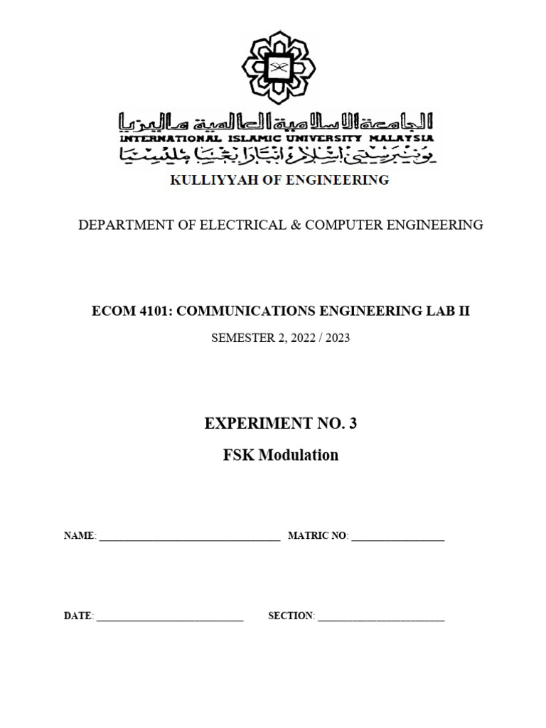 LAb 3 FSK | PDF | Modulation | Telecommunications Engineering