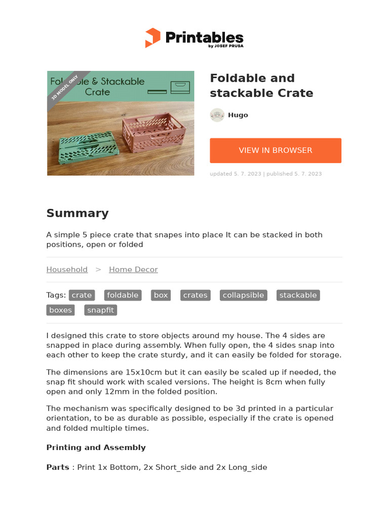 Foldable Stackable Crate Design | PDF | Computing