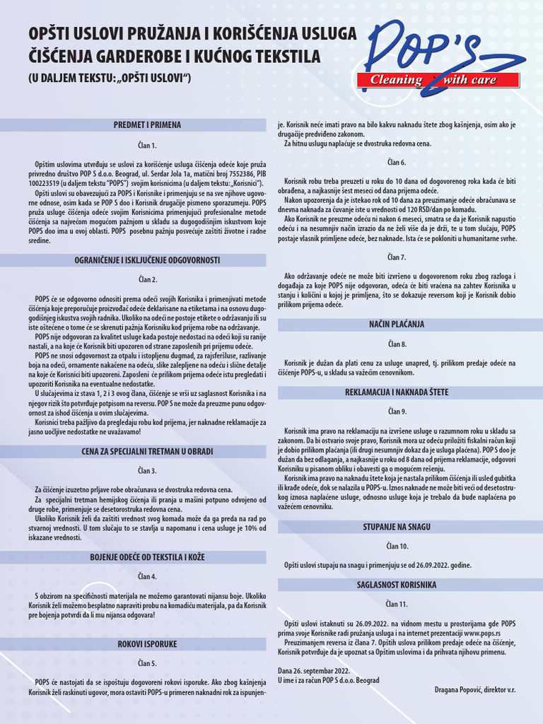 POPs OpstiUslovi | PDF