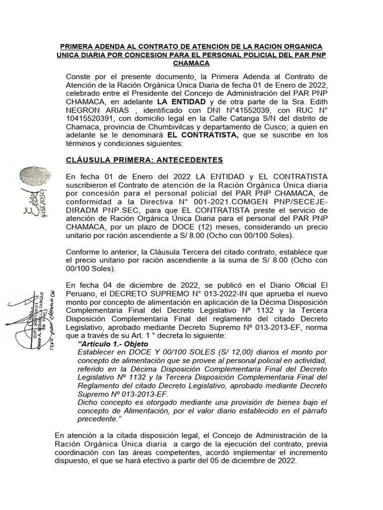 Adenda Roud Chamaca 12soles Pdf Gobierno Justicia