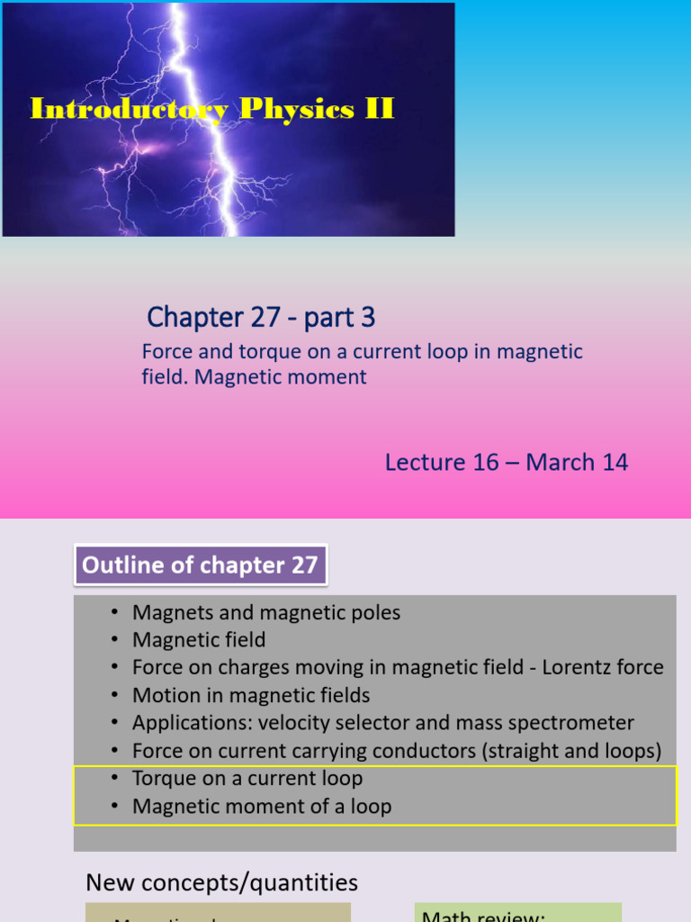 Lecture 16 - Chapter 27 Part 3 | PDF | Magnetic Field | Torque Lecture 16 - Chapter 27 Part 3 | PDF | Magnetic Field | Torque