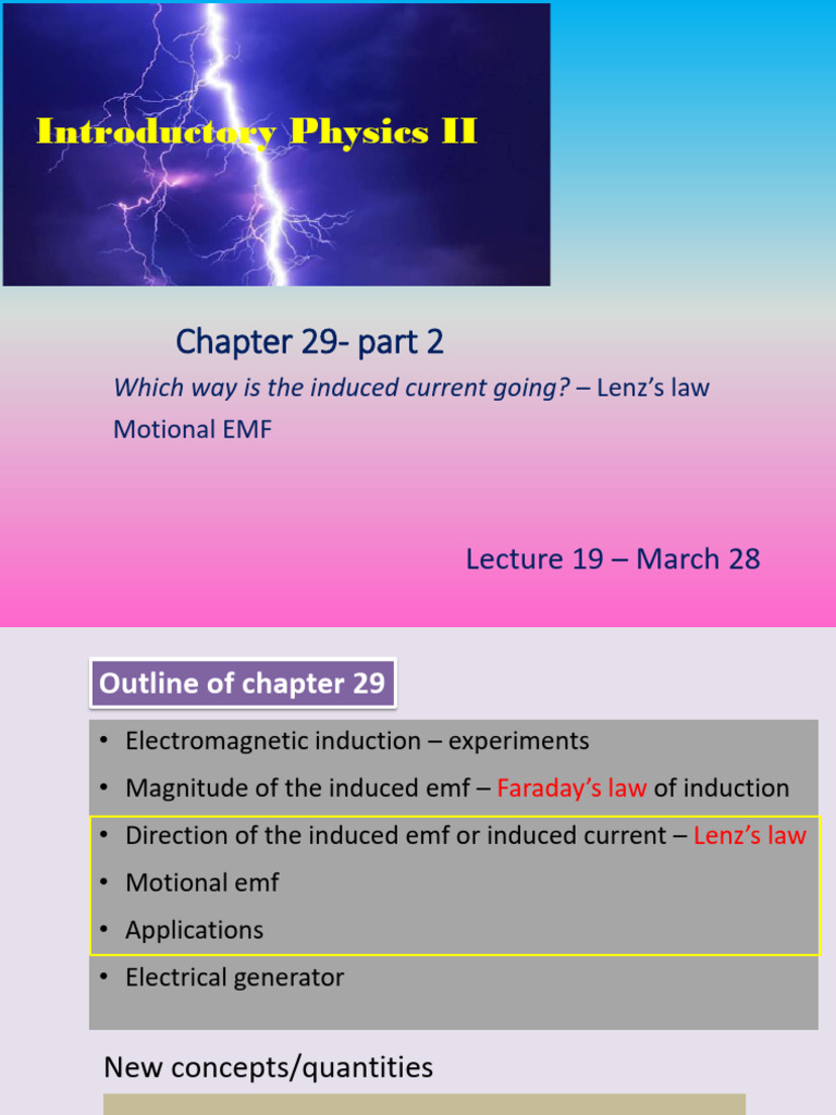 Lecture 19 - Chapter 29 Part 2 | PDF | Electromagnetic Induction ...