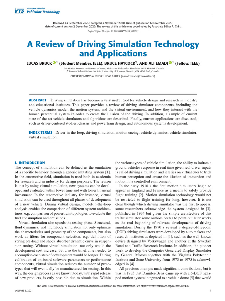 A Review of Driving Simulation Technology and Applications | PDF | Simulation | Kinematics