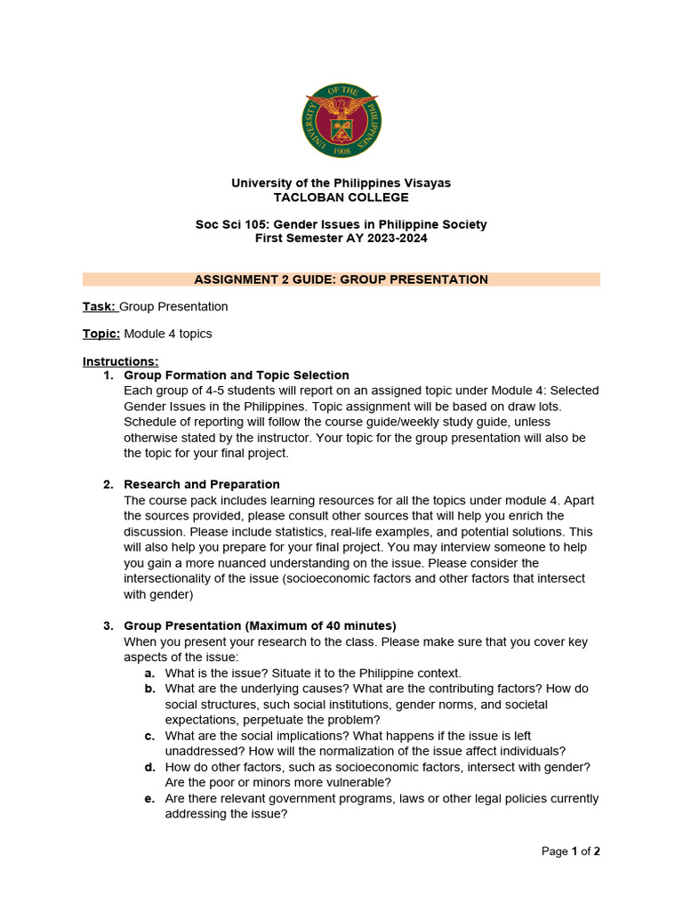 Assignment 2 - Group Presentation | PDF | Gender | Gender Studies