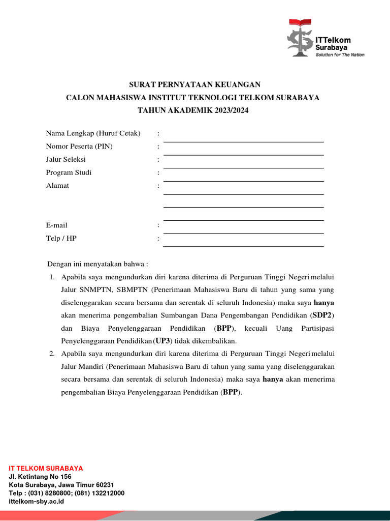 Surat Pernyataan Keuangan Pdf