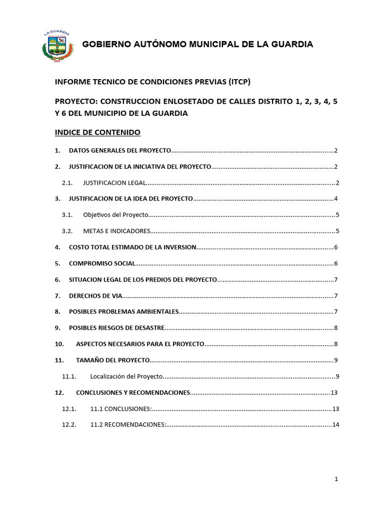 Itcp Proyecto Enlosetado D 1 - 6 La Guardia V - 2 | PDF | Bolivia ...